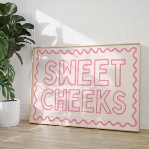 Sweet Cheeks (digital Download) Funny Pastel Pink Typography Preppy ...