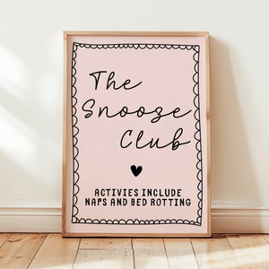 The Snooze Club Art Print | Retro Pink Coquette Bedroom Wall Decor ...