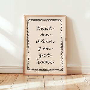 Text Me When You Get Home Art Print | Black Hand-drawn Poster (digital ...