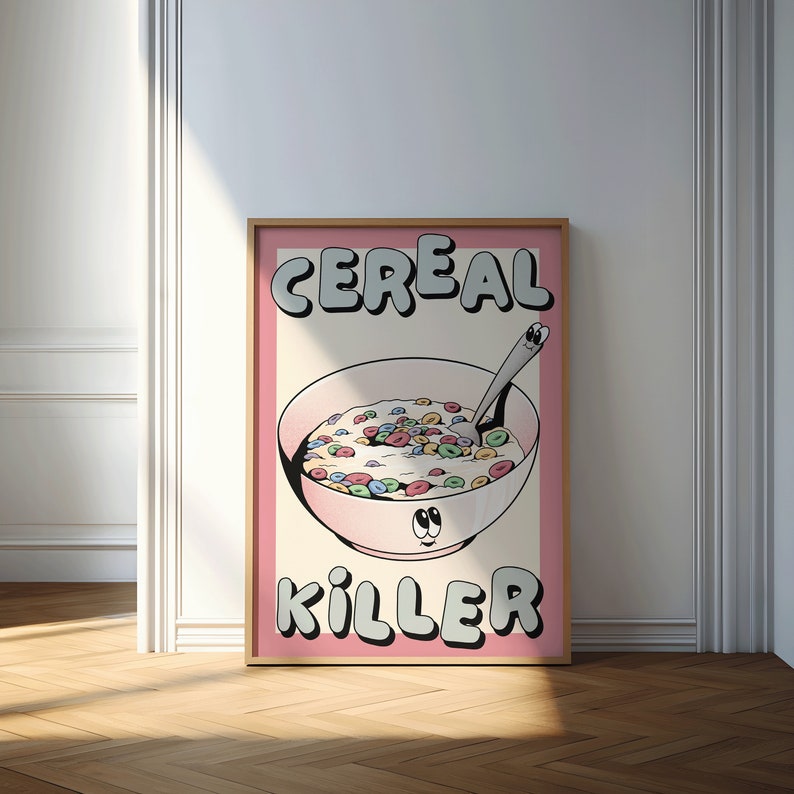Cereal Killer Art Print Funky Cereal Print, Retro Kitchen Print Kitchen ...