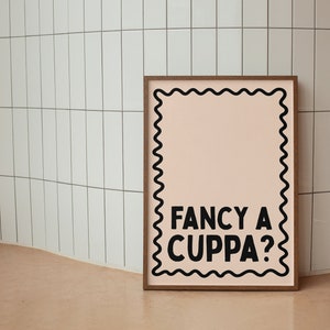 Fancy a Cuppa? Print | Funky Cute Tea Wall Art, Kitchen Print Kitchen ...