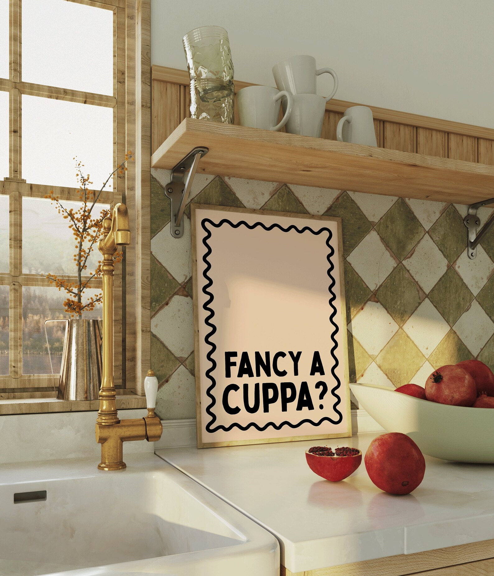 Fancy a Cuppa Print | Funky Retro Typography Kitchen Wall Art (digital ...