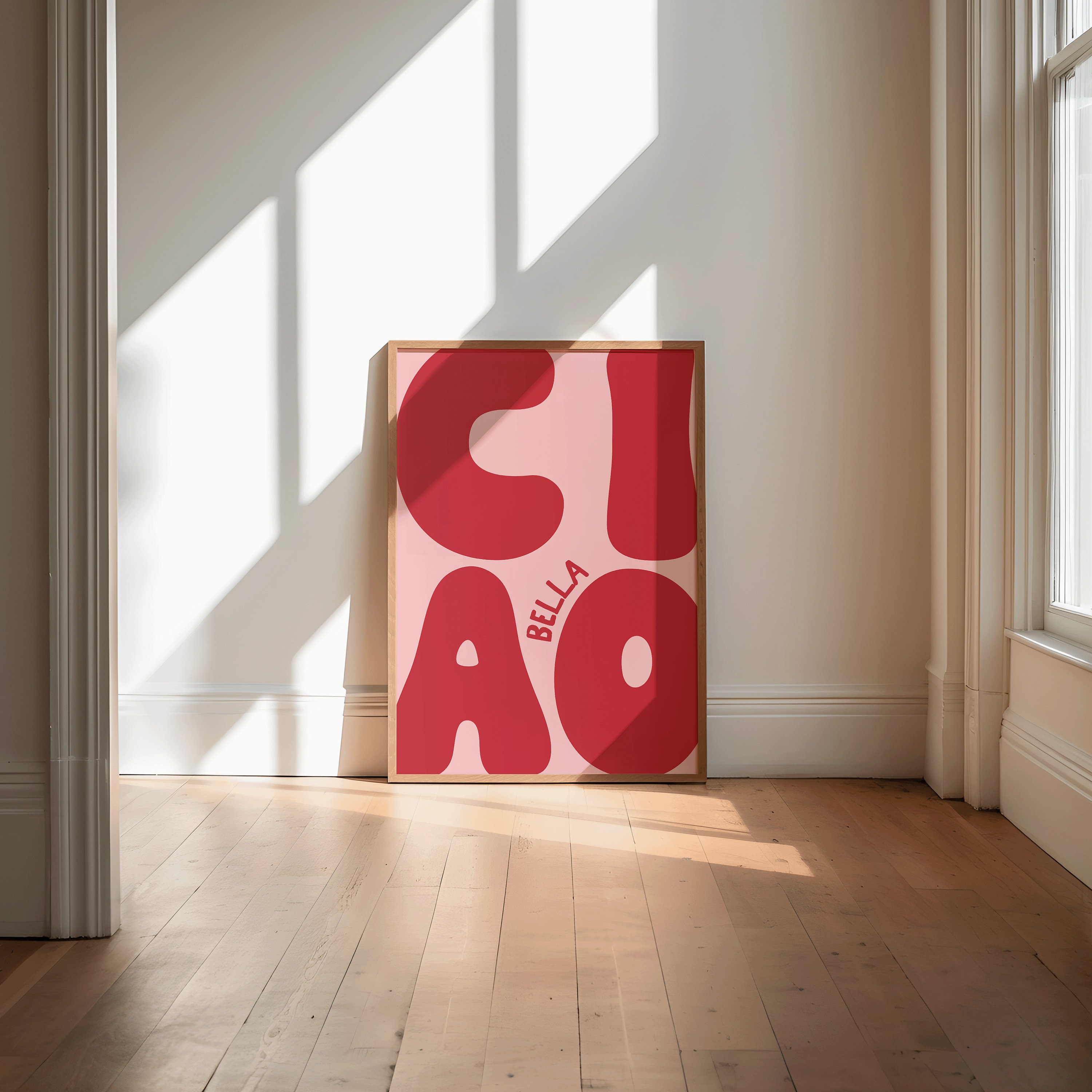 Ciao Bella Art Print Pink and Red Bold Girly Preppy Home Poster Trendy ...