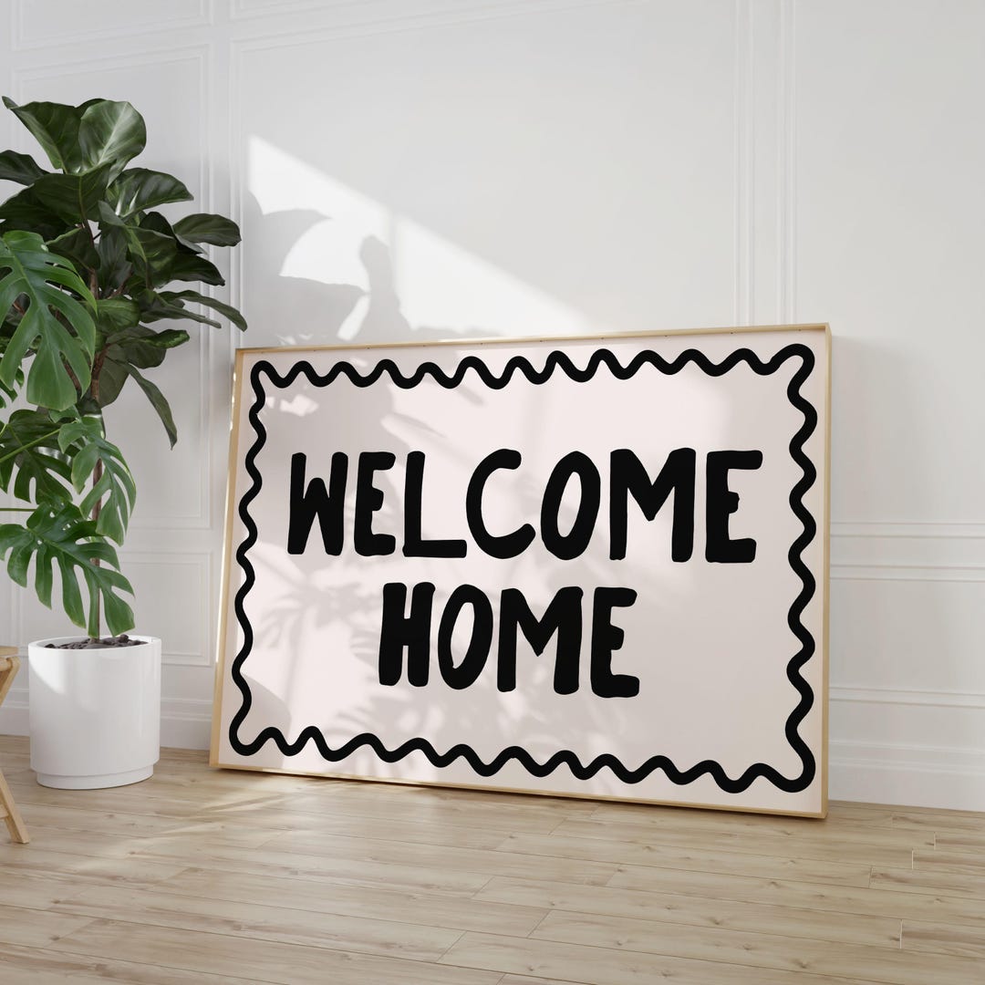 Welcome Home Art Print | Neutral Black Wall Decor, Entry Way Print ...