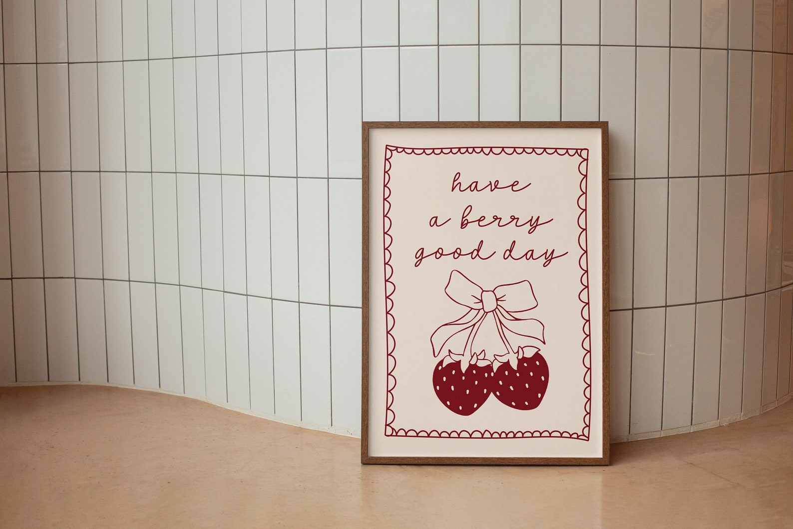 Have a Berry Good Day Art Print | Red Hand Drawn Home Poster, Daily ...