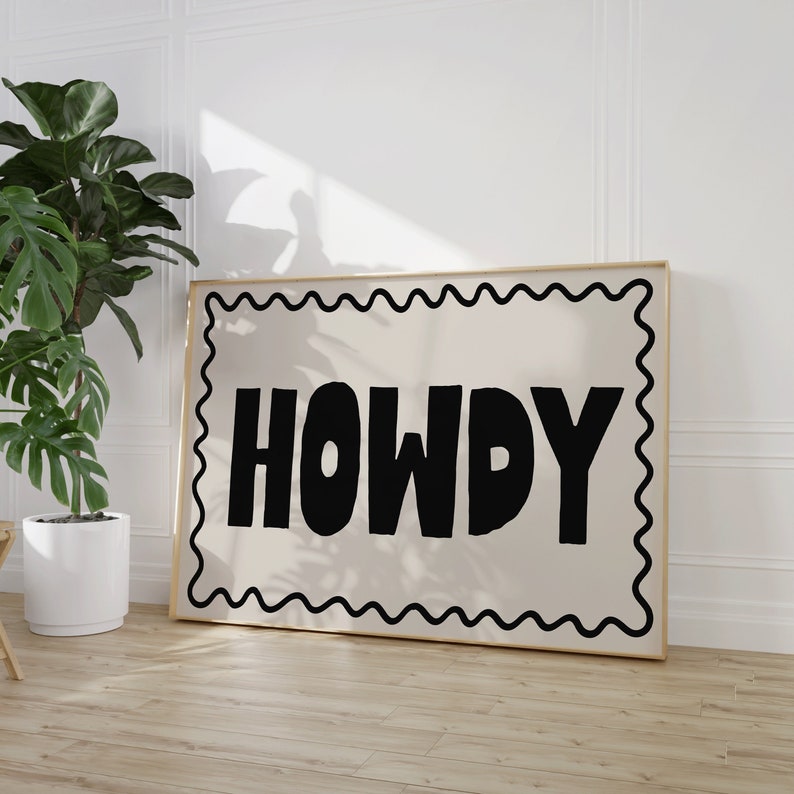 Howdy Art Print | Retro Western Cowboy Typography Home Decor (digital ...