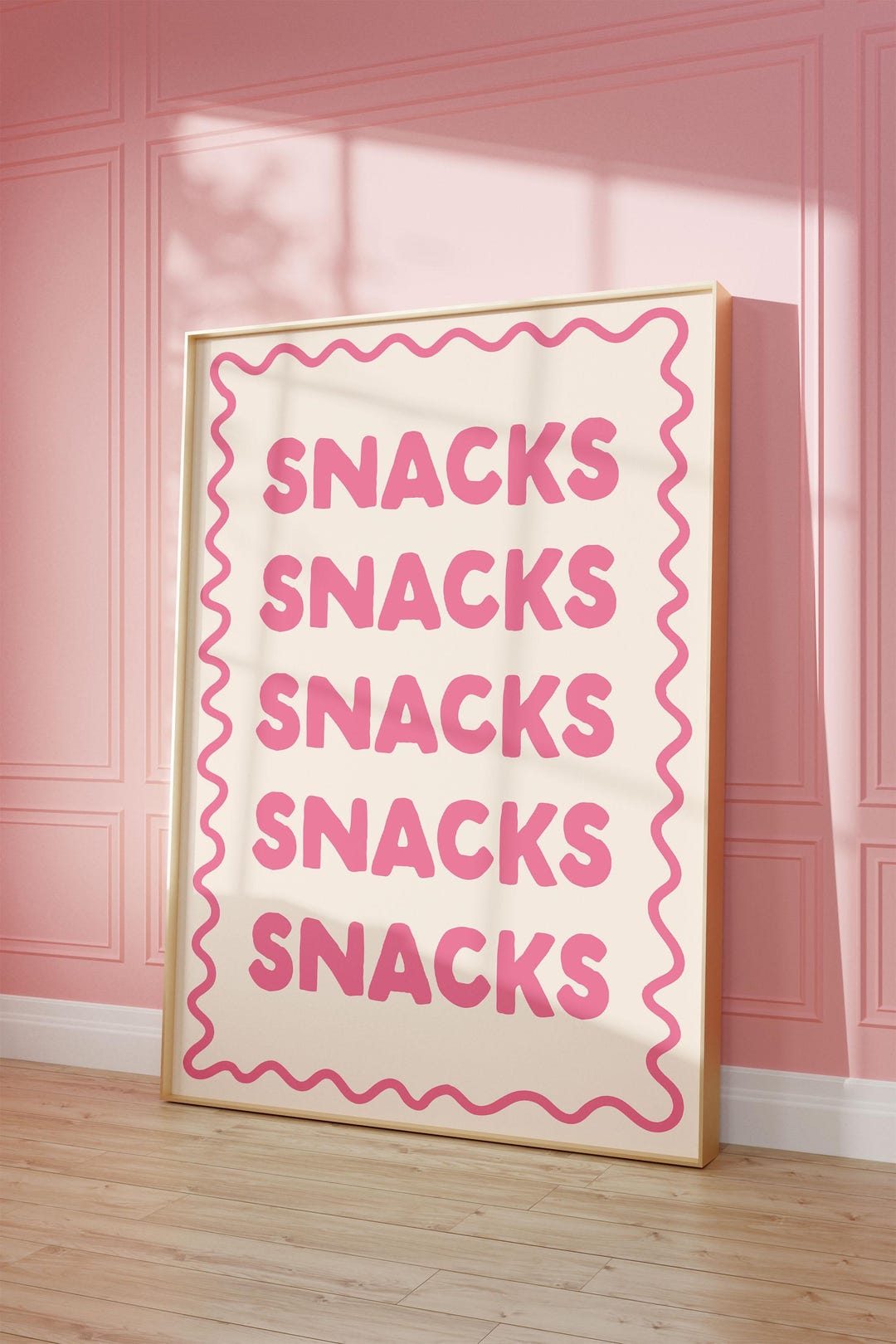 Snacks Snacks Snacks Art Print | Funny Pink Kitchen Print Kitchen Decor ...