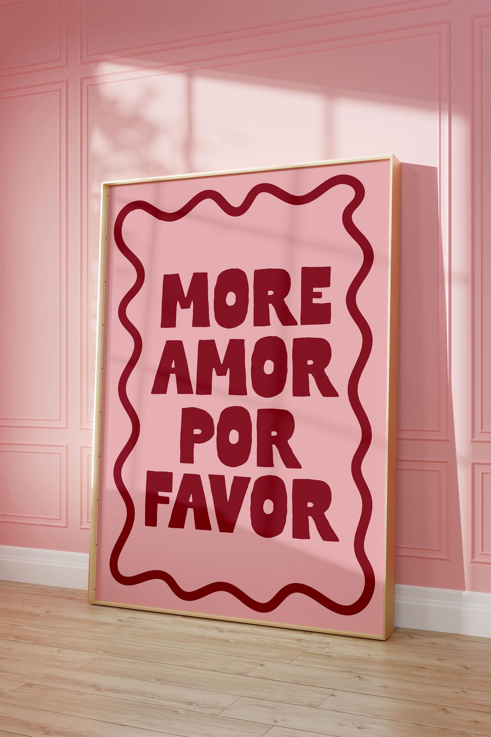 More Amor Por Favor Art Print | Pink and Red Girly Retro Home Decor ...