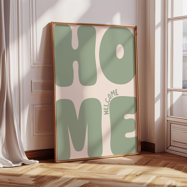 Welcome Home Art Print | Sage Green Wall Decor, Entry Way Print ...