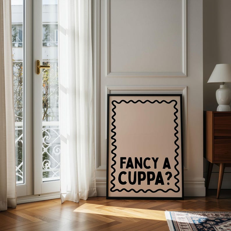 Fancy a Cuppa Print | Funky Retro Typography Kitchen Wall Art (digital ...