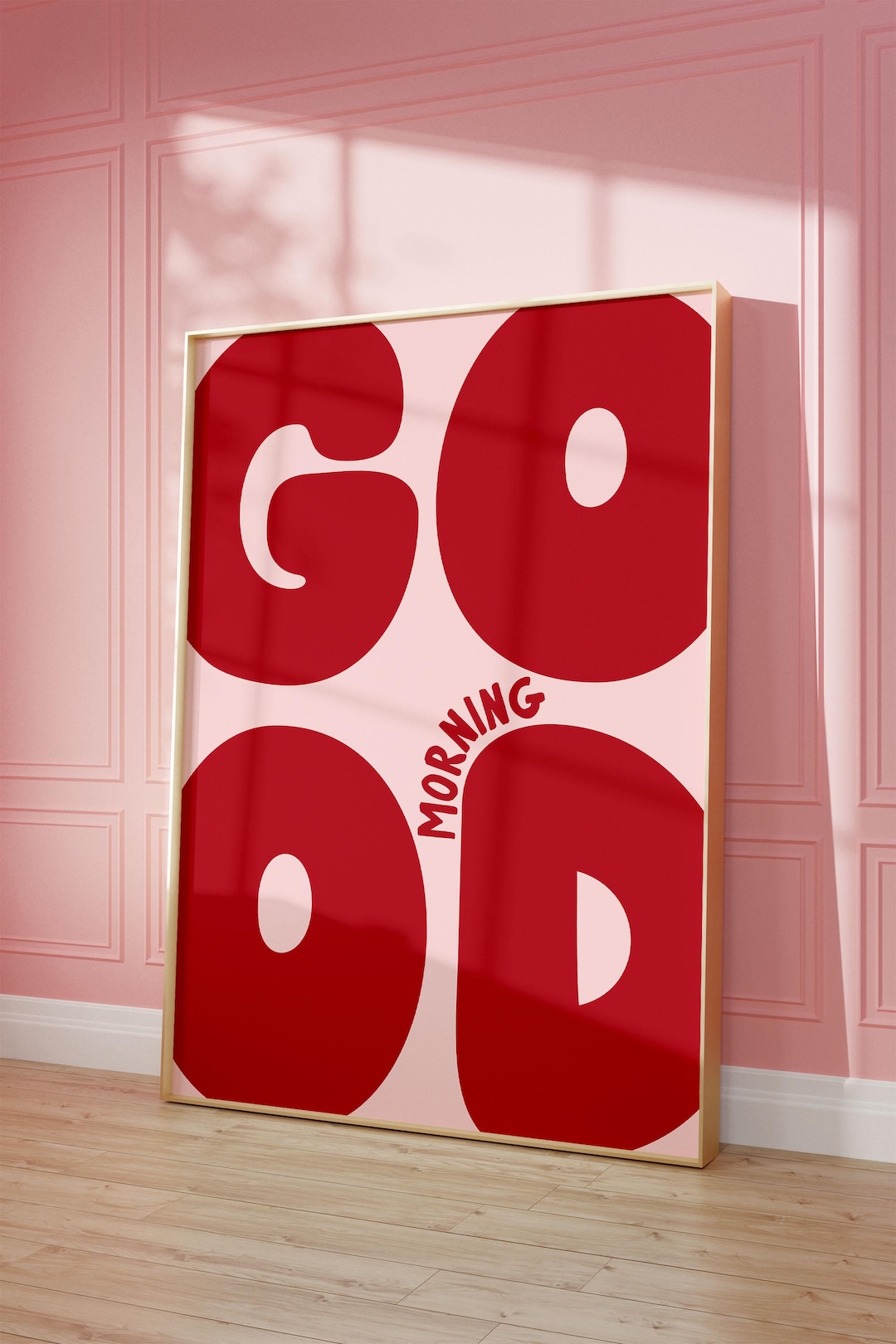 Good Morning Print | Retro Red and Pink Poster Funky Preppy Positive ...