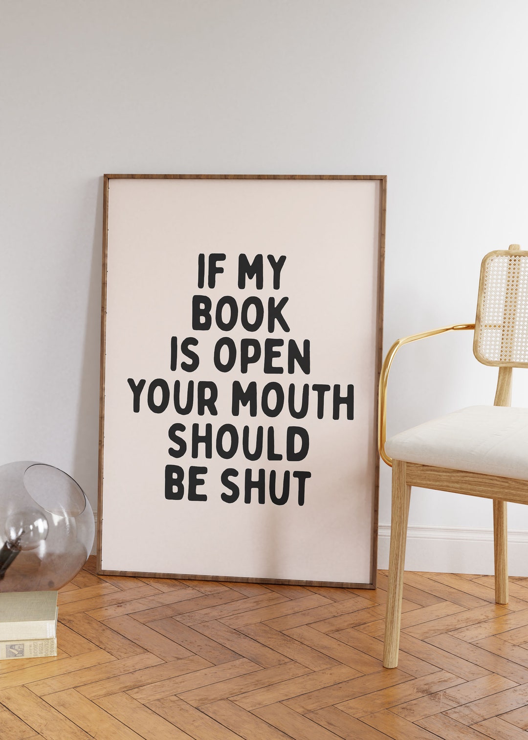If My Book is Open Your Mouth is Shut Print Retro Neutral Reader Print ...