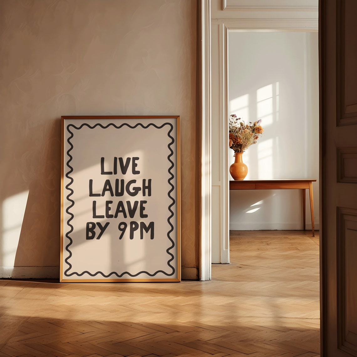 Live Laugh Leave by 9PM Print Hand Drawn Neutral Art, Funny Boho Poster ...