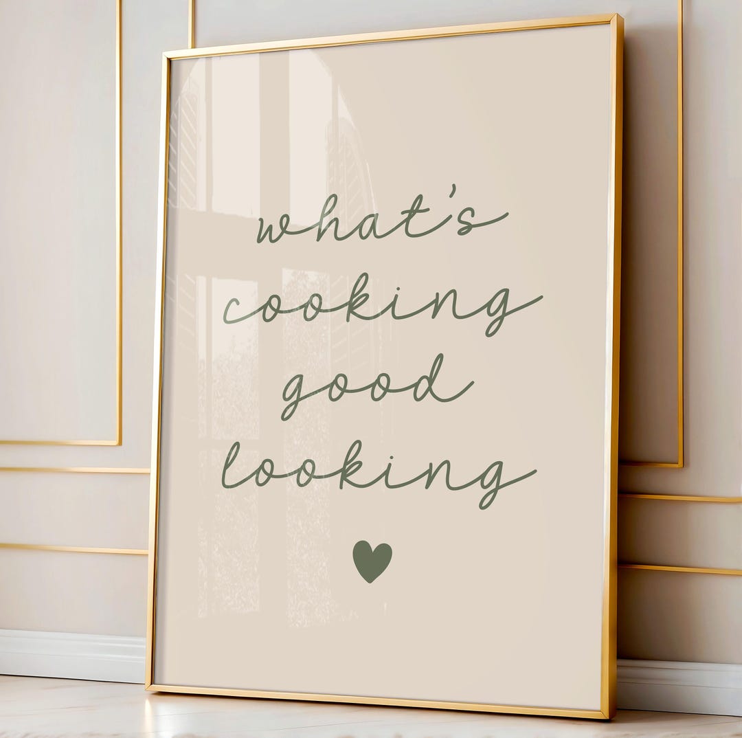 What's Cooking Good Looking Kitchen Art Print | Sage Green (digital ...