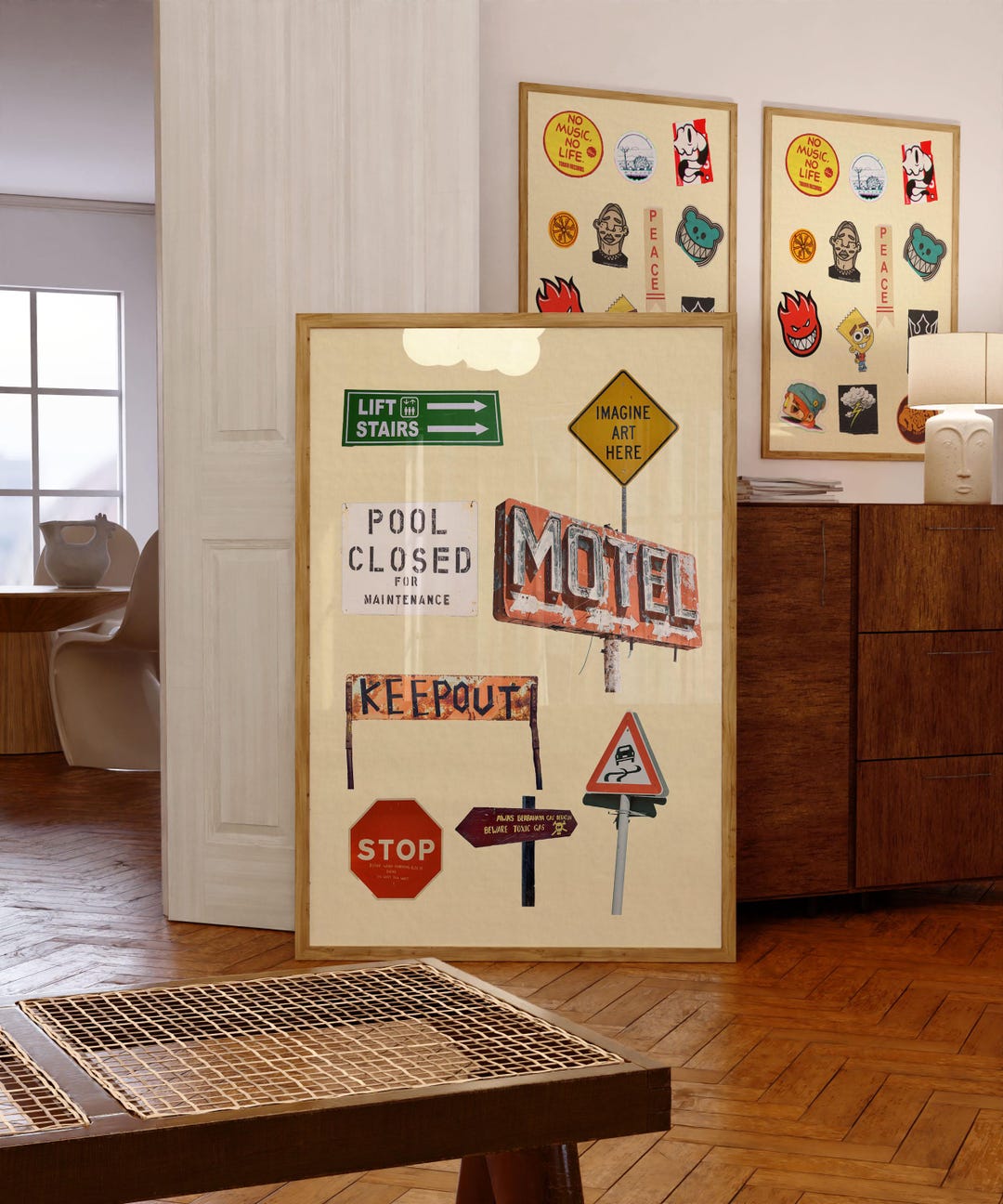 90s Signs Collage Vintage Digital Art Print | Retro Trendy Decor ...