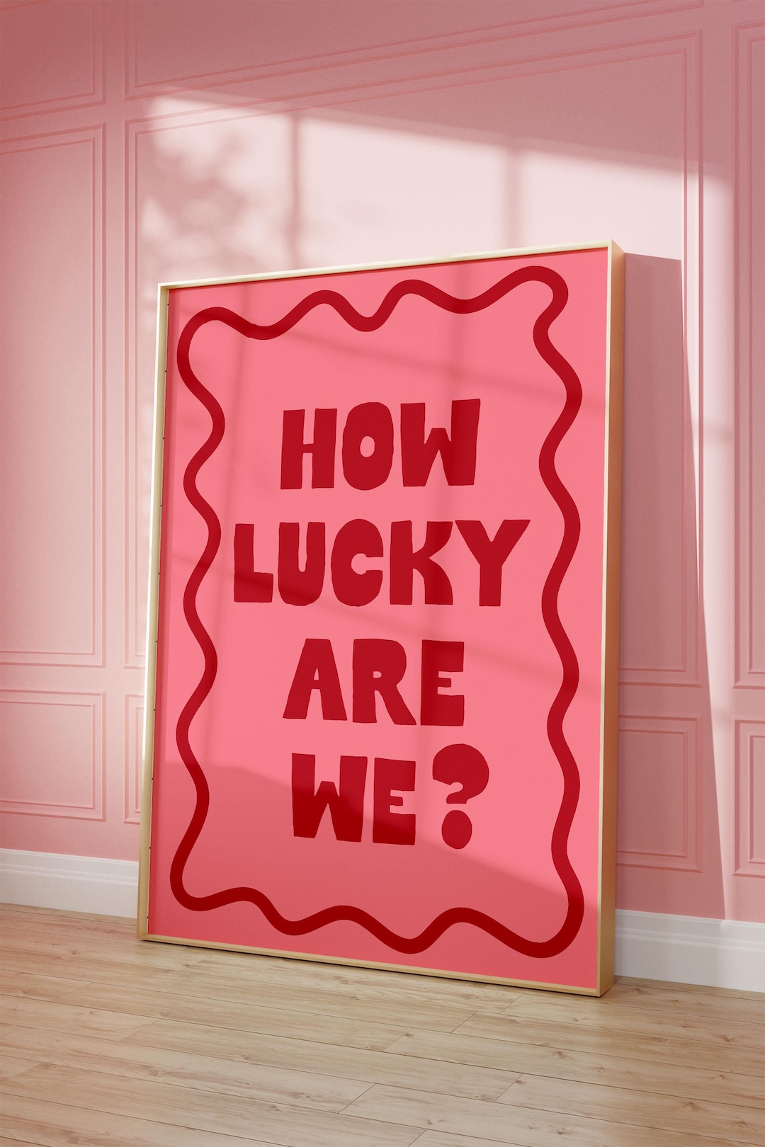 How Lucky Are We Art Print | Pink and Red Home Decor Print | Living ...