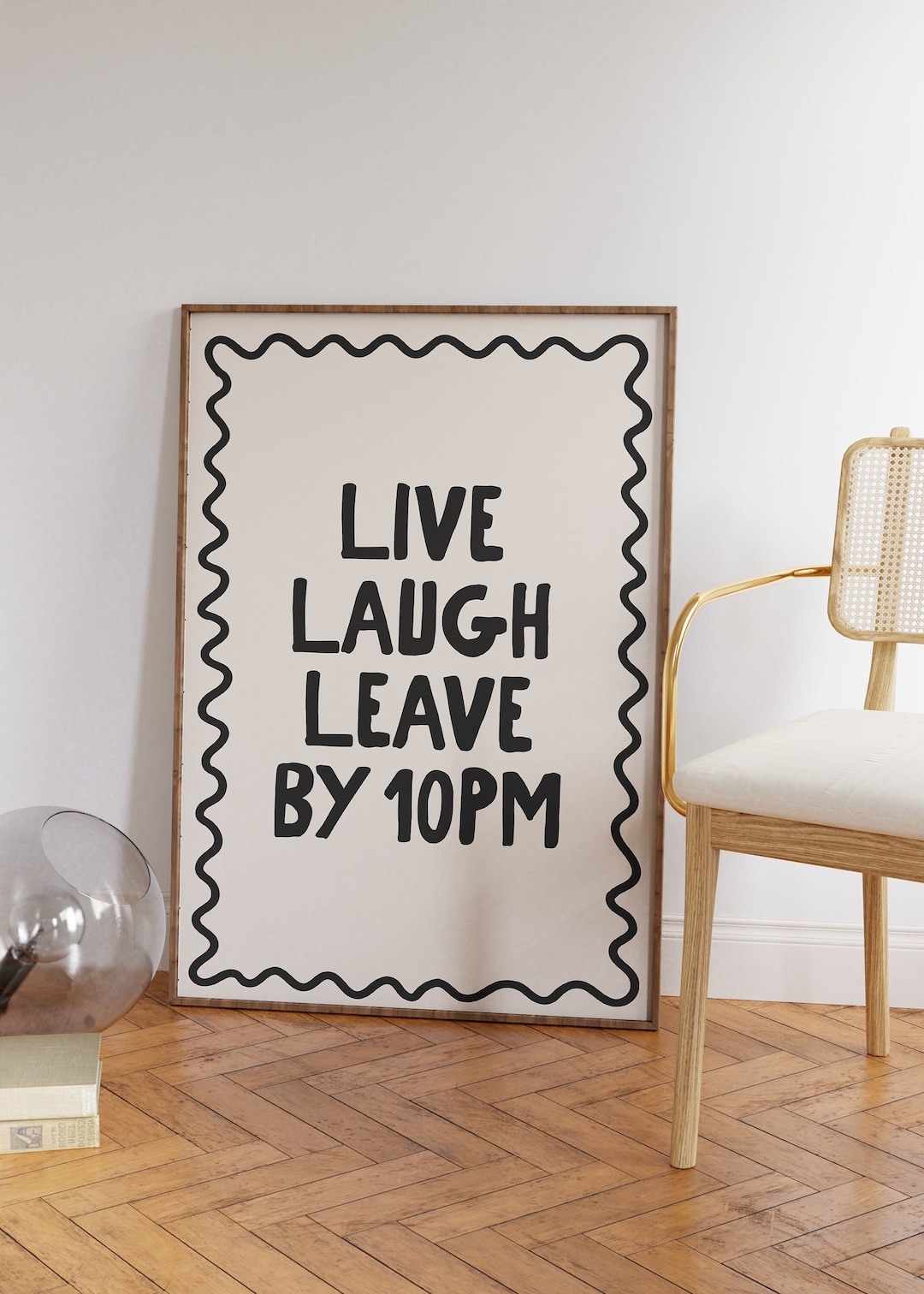 Live Laugh Leave by 10PM Print | Hand Drawn Neutral Art, Funny Boho ...