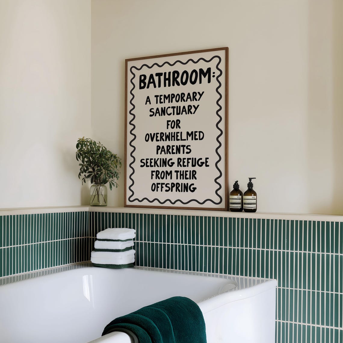 Neutral Bathroom Art Print | Funny Quote Retro Hand Written Parent Wall ...