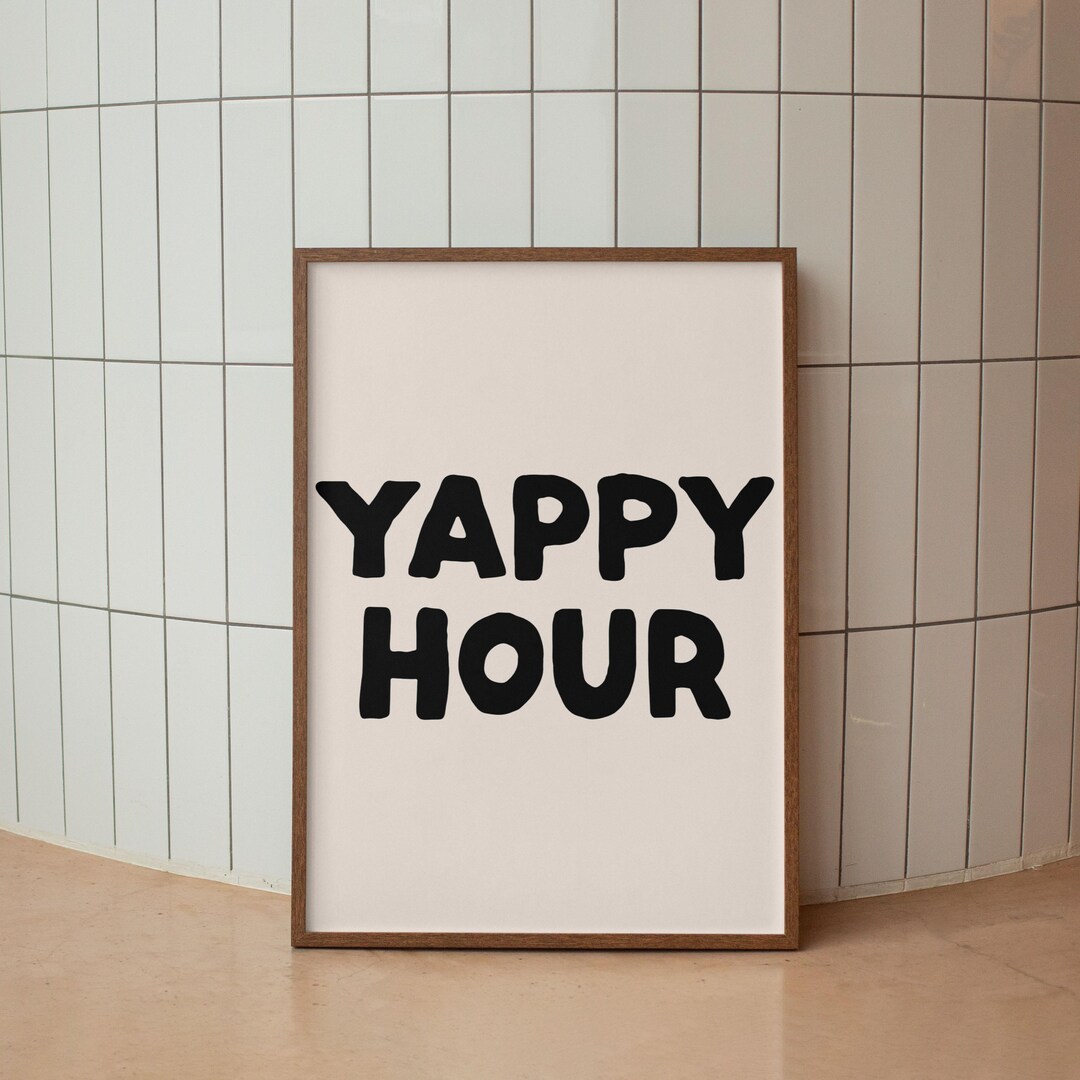 Yappy Hour Art Print | Funny Neutral Hallway Print, Entryway Decor ...