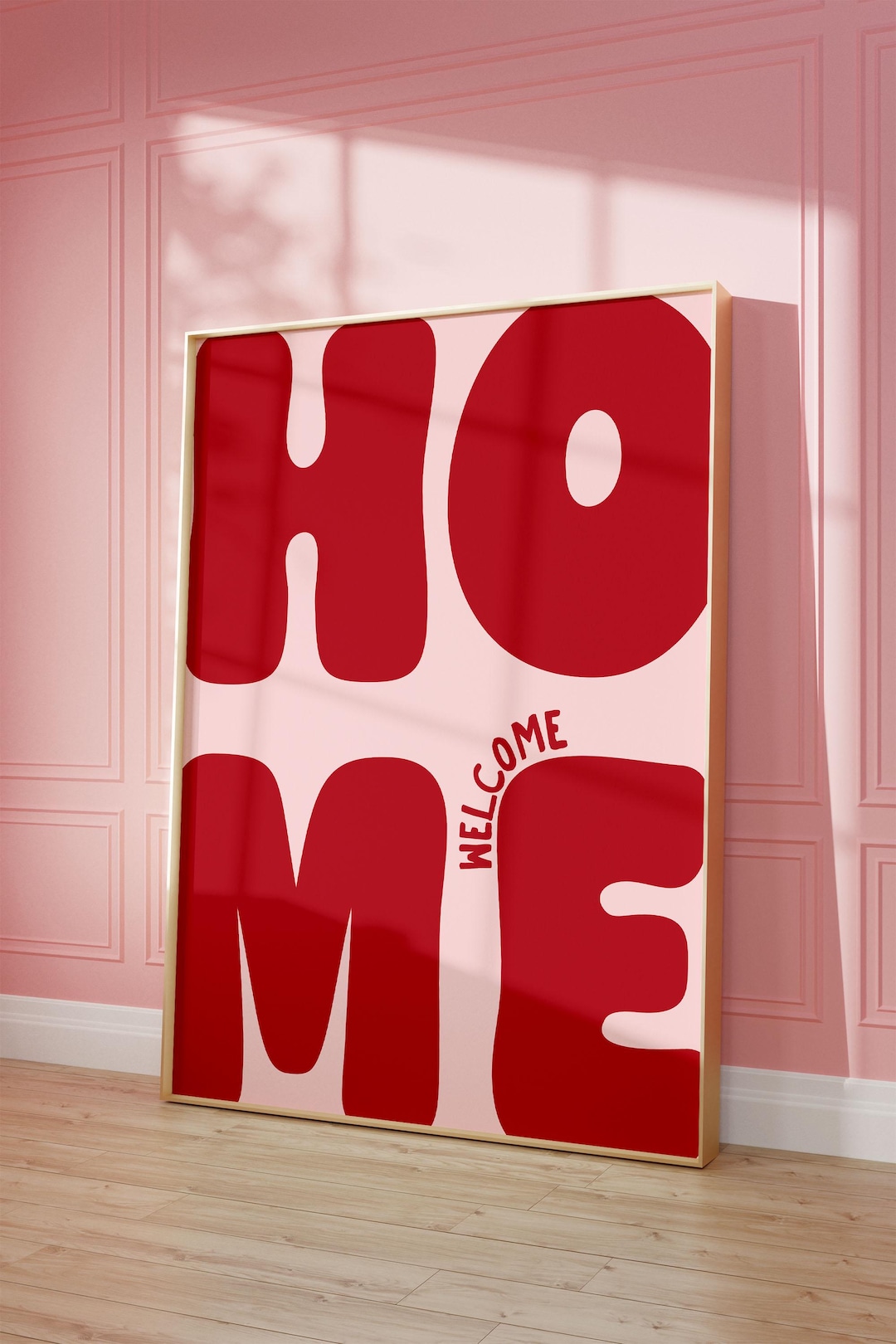 Welcome Home Art Print | Red and Pink Wall Decor, Entry Way Print ...