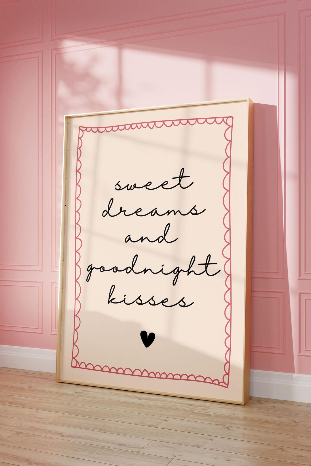 Sweet Dreams and Goodnight Kisses Print | Retro Black Poster, Preppy ...