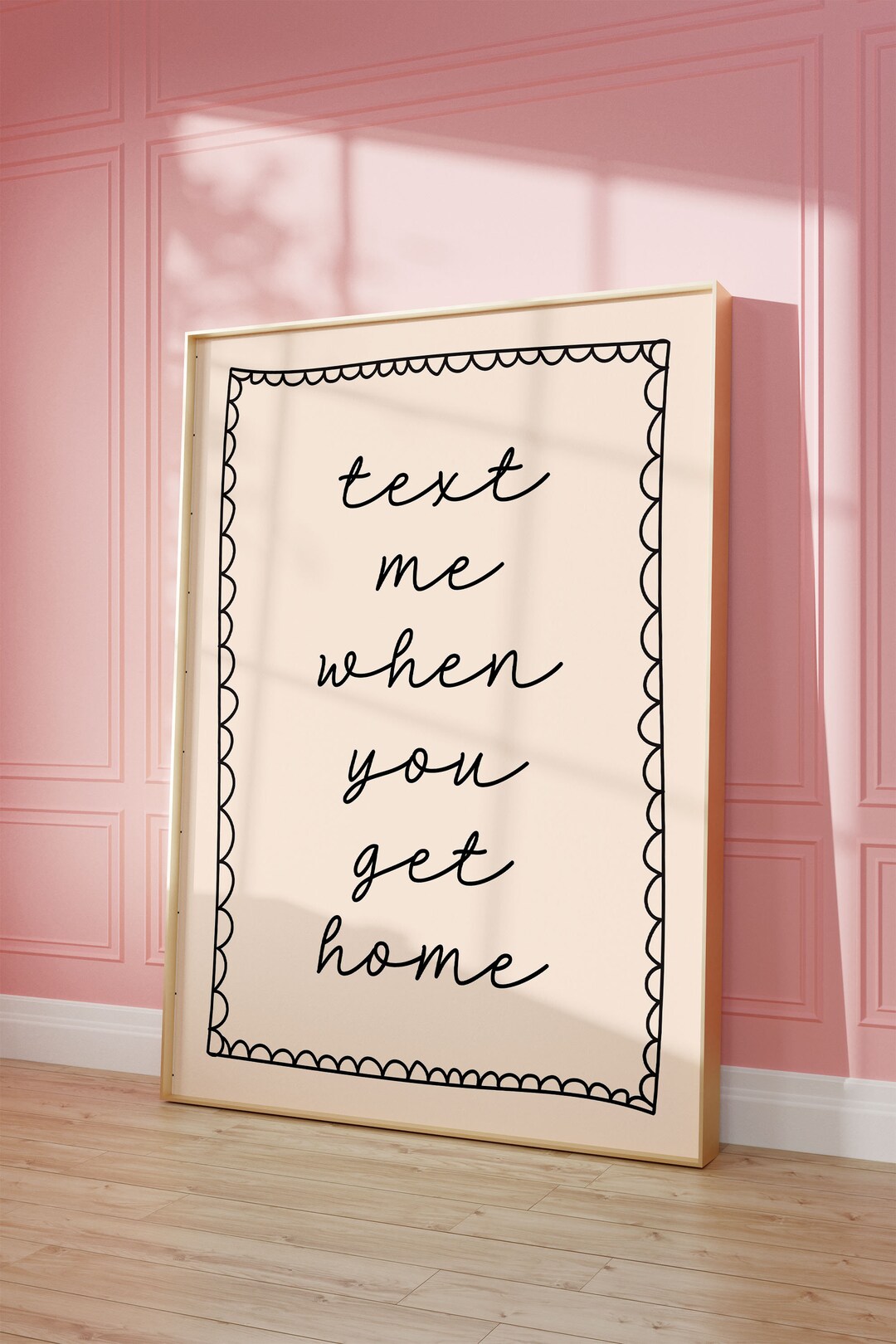 Text Me When You Get Home Art Print | Black Hand-drawn Poster (digital ...