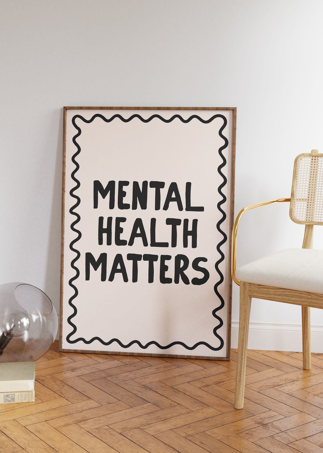 Mental Health Art Print | Black Hand Drawn Home Poster, Daily Reminders ...