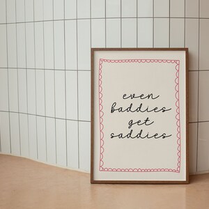 Even Baddies Get Saddies Art Print | Pink Girly Coquette Home Poster ...