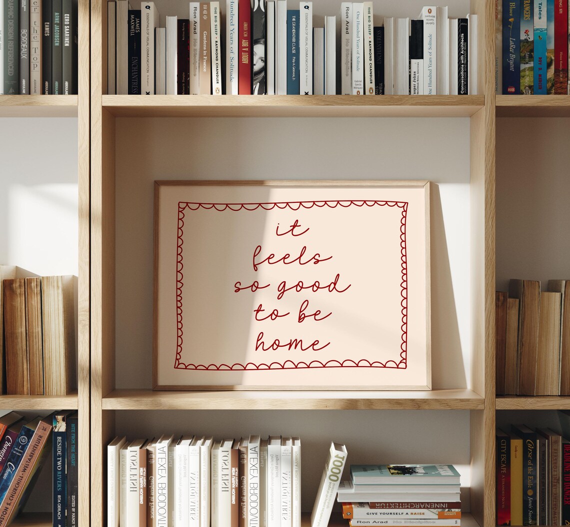 Retro Red Hand Drawn Affirmation | "it Feels so Good to Be Home ...