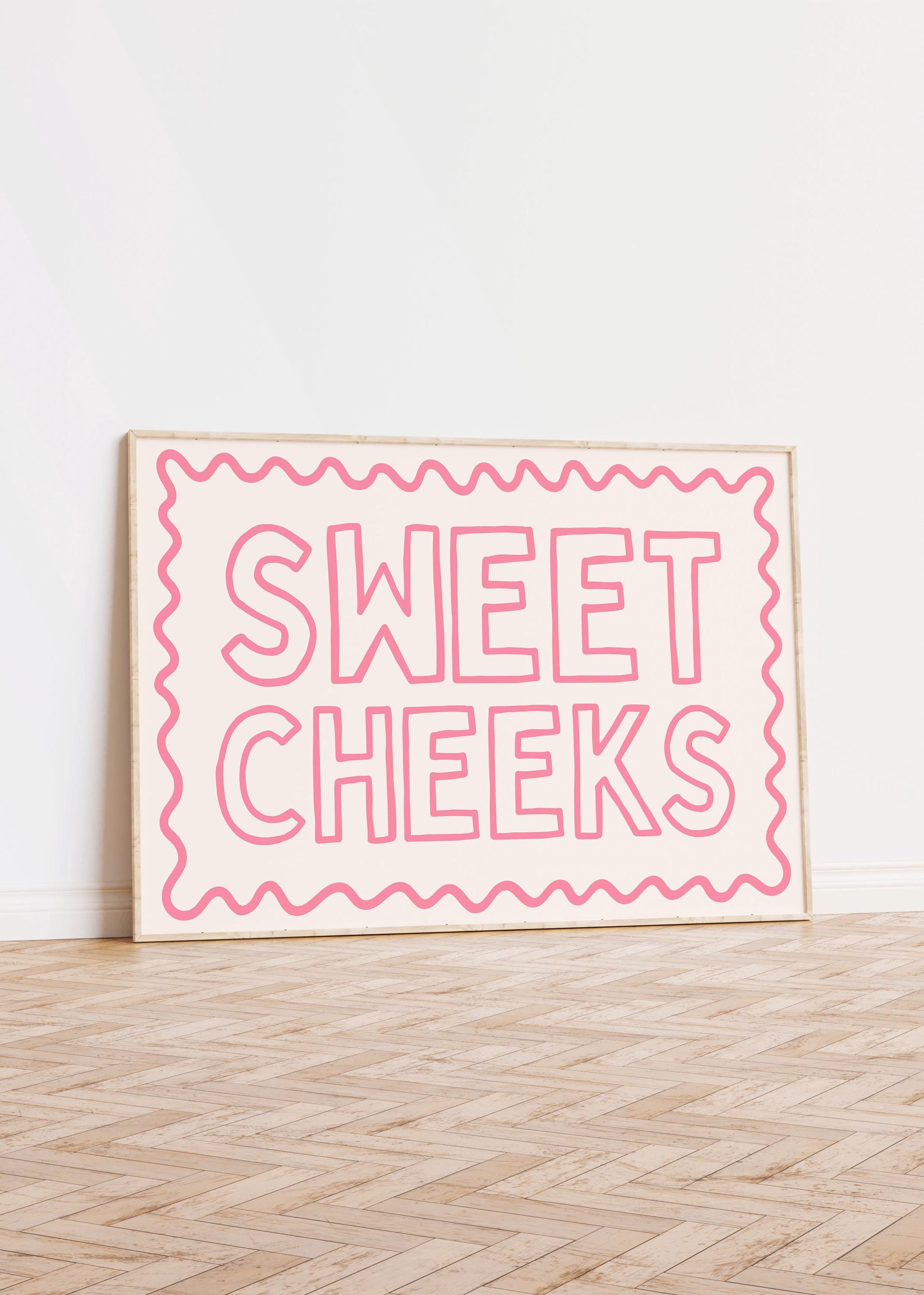 Sweet Cheeks Art Print | Funny Pink Preppy Bathroom Print, Typography ...