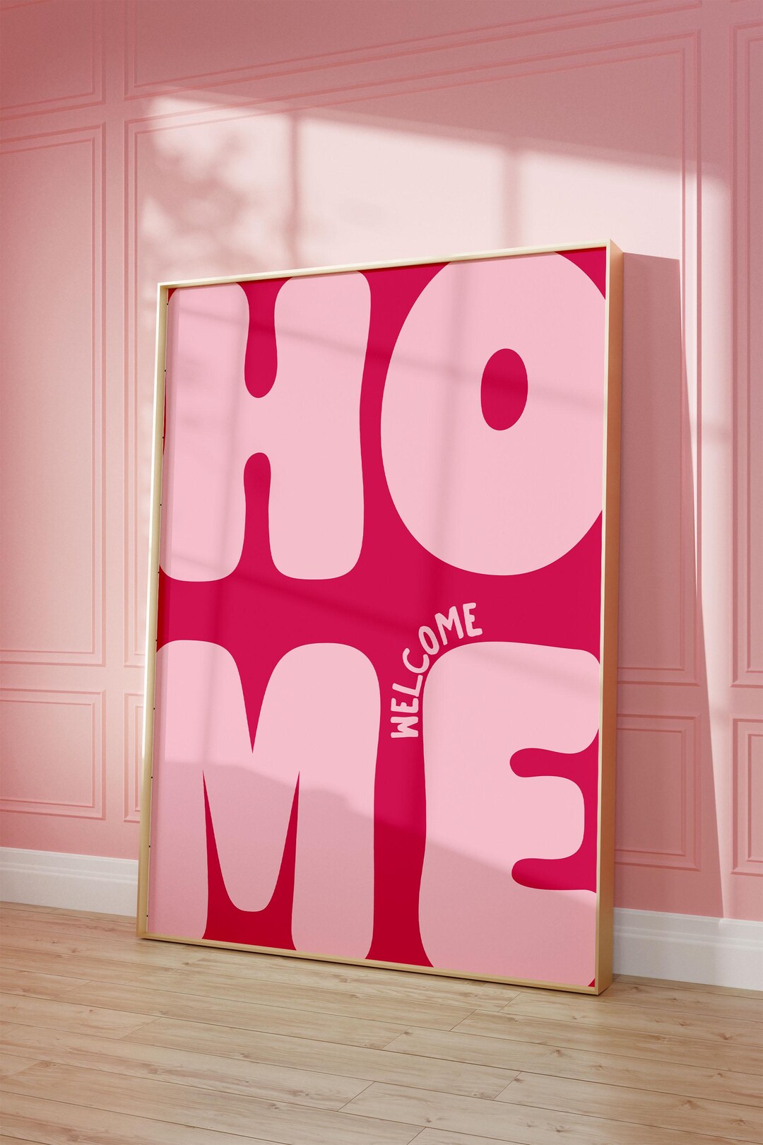Welcome Home Art Print | Pink Monochrome Decor, Entry Way Print ...