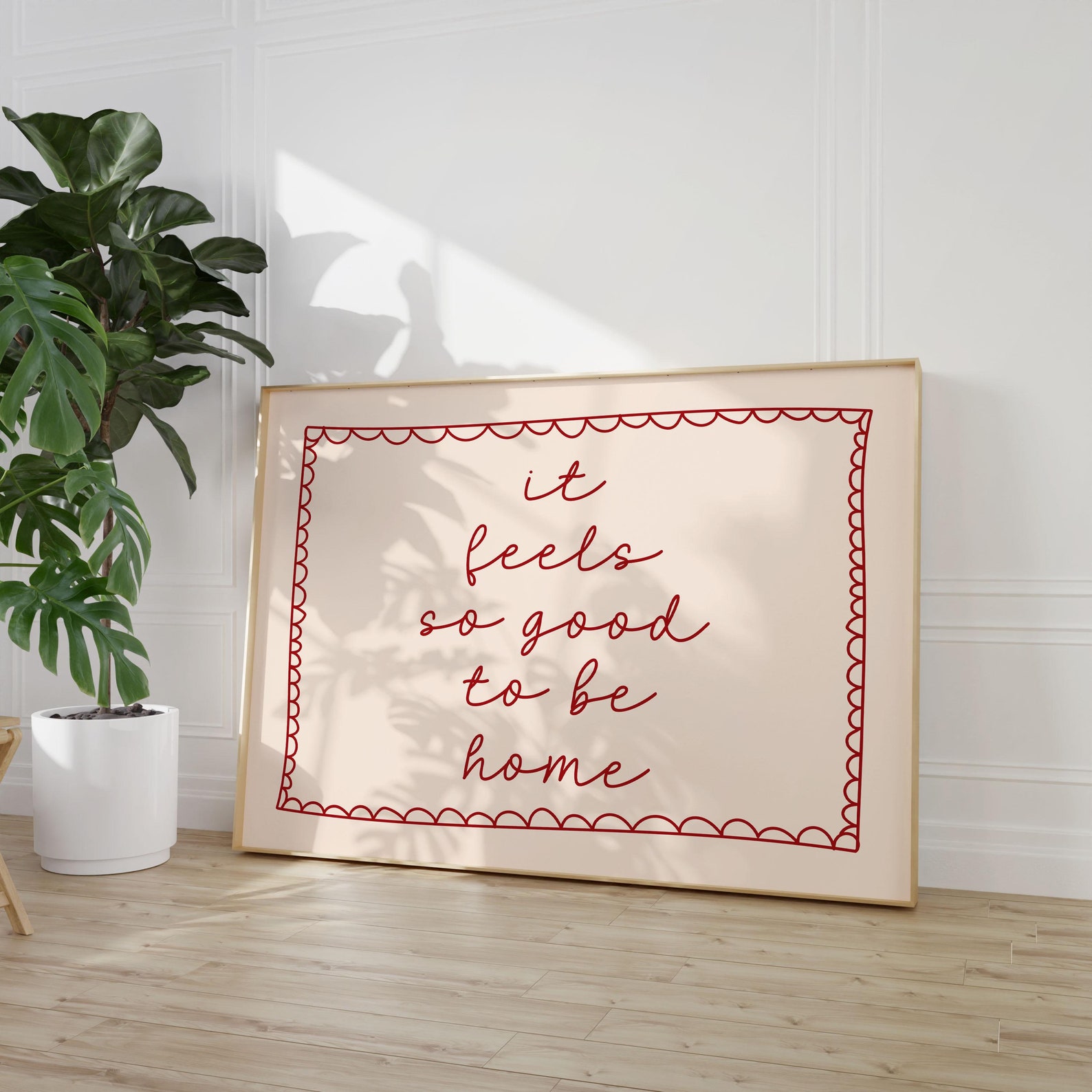 Retro Red Hand Drawn Affirmation | "it Feels so Good to Be Home ...