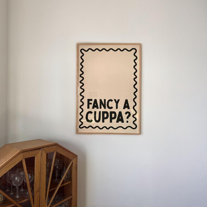 Fancy a Cuppa Print | Funky Retro Typography Kitchen Wall Art (digital ...