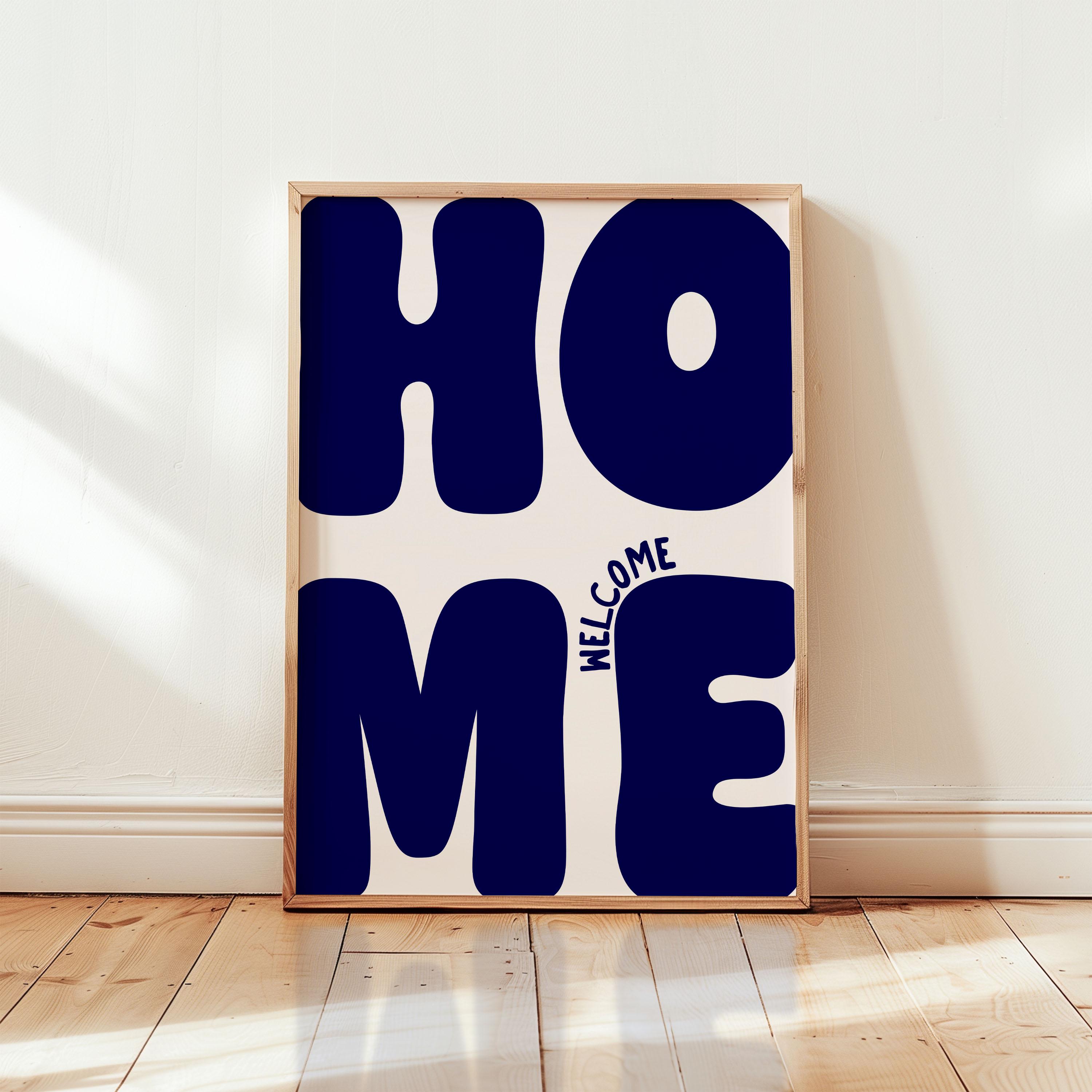 Welcome Home Art Print | Navy Blue Typography (digital Download) - Etsy