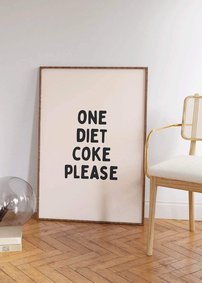 Diet Coke Please Art Print | Neutral Retro Typography Kitchen Print ...