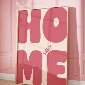 Home Sweet Home Art Print | Bold Pink Home Poster, Daily Reminders ...