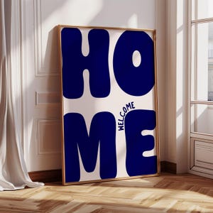 Welcome Home Art Print | Navy Blue Typography (digital Download) - Etsy