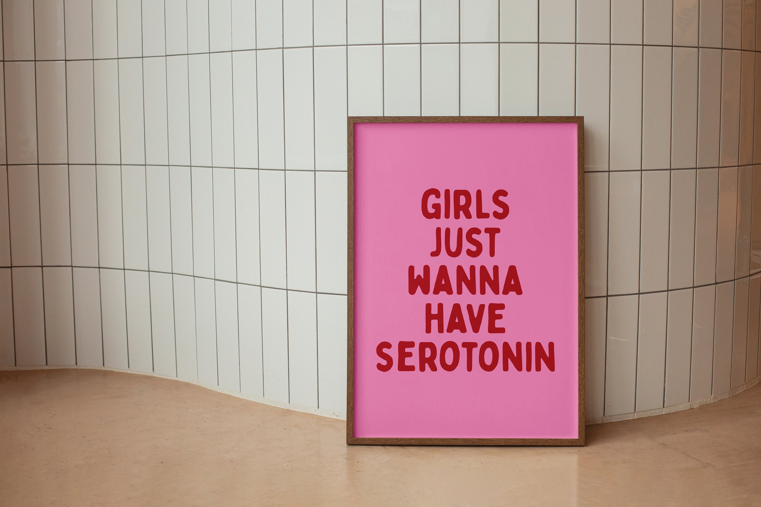 Funny Girly Art Print | Bold Pink and Red Hot Girl Poster, Feminist ...