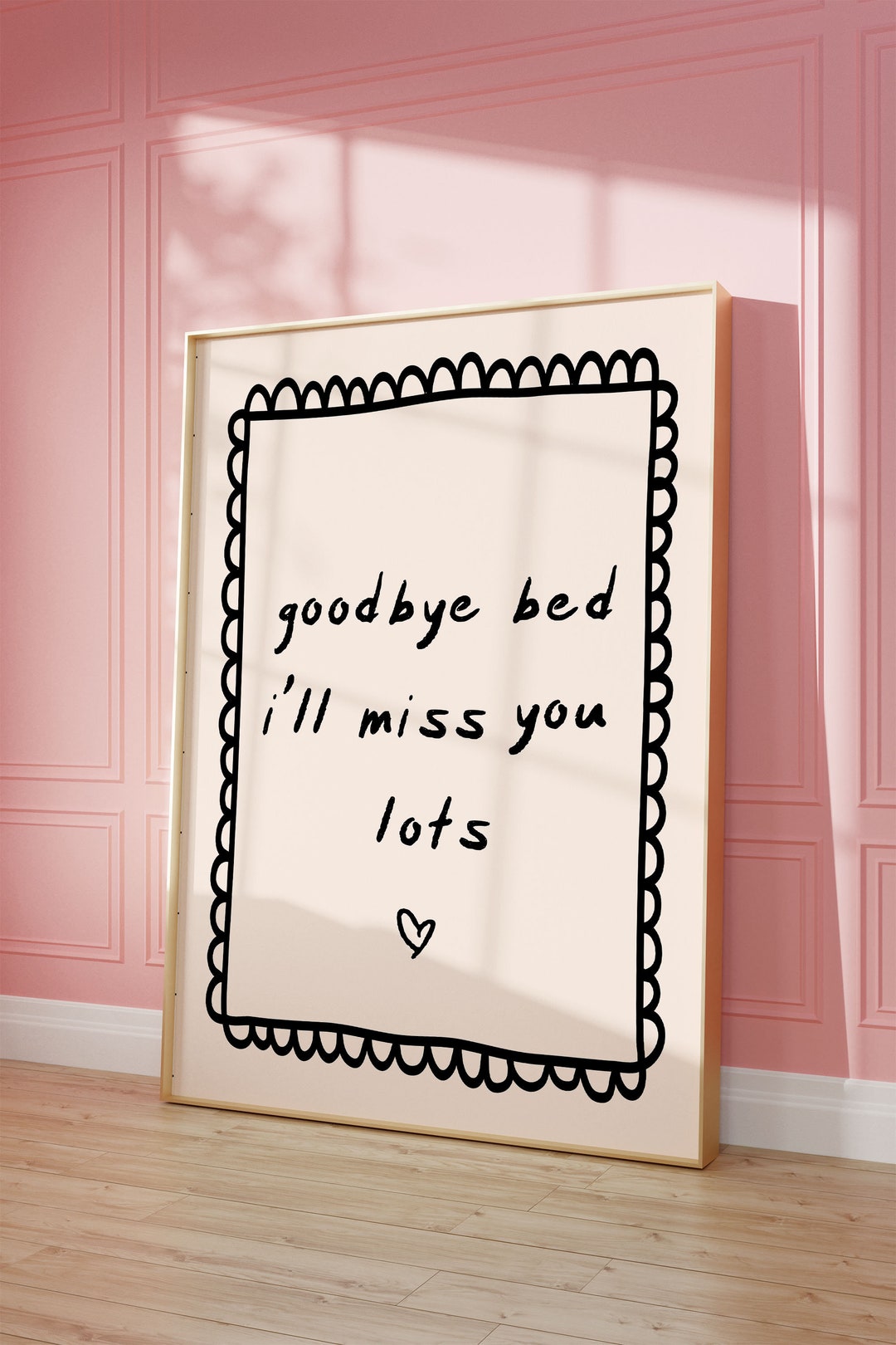 Goodbye Bed I'll Miss You Lots Art Print | Black Neutral Hand Drawn ...
