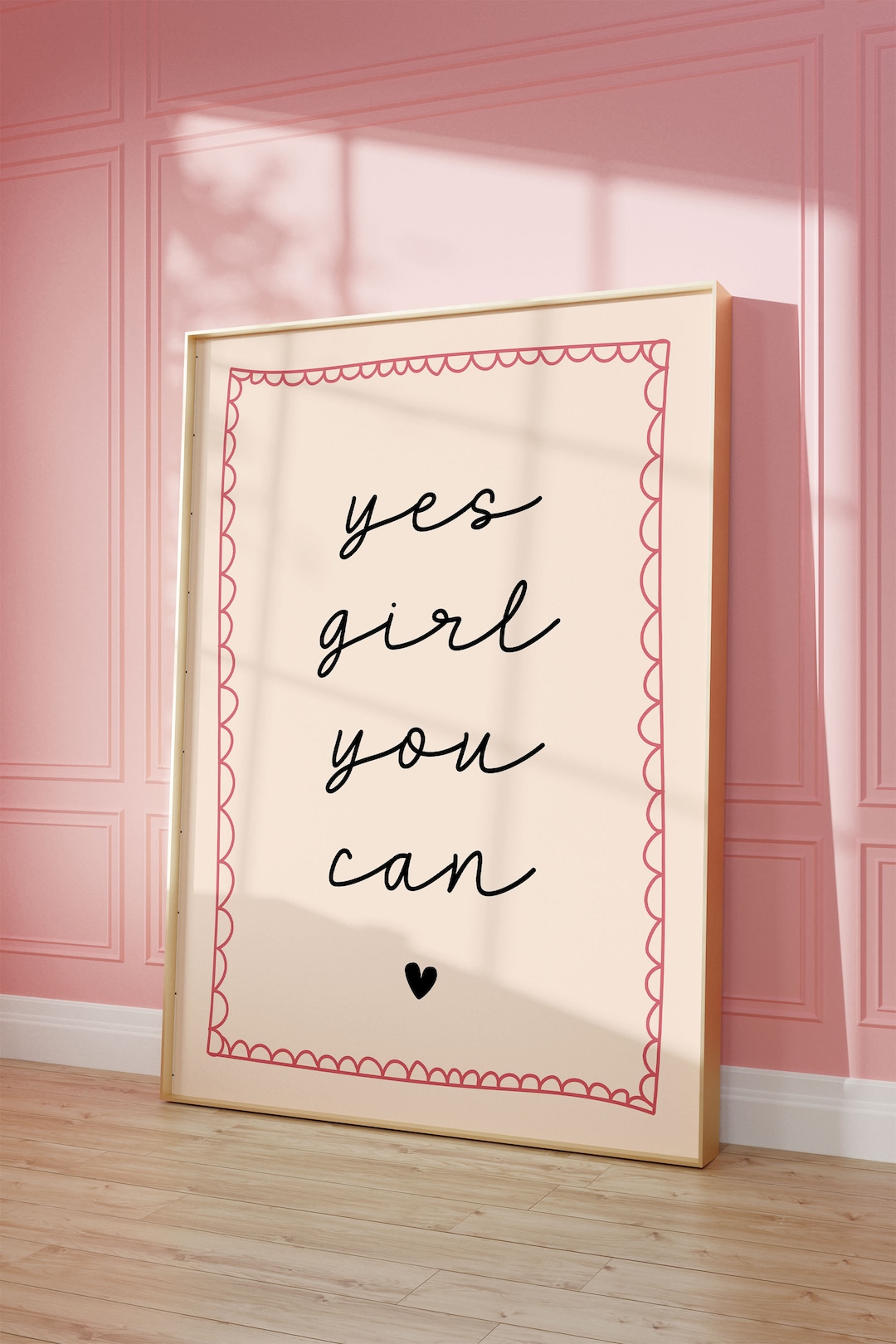 Yes Girl You Can Art Print | Pink Preppy Dorm Decor (digital Download ...