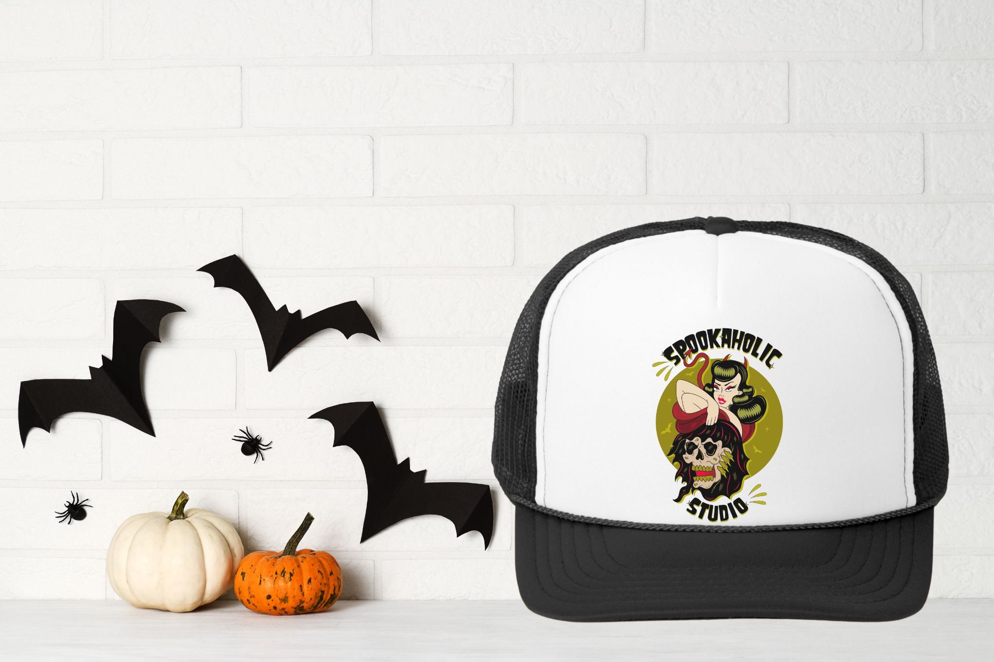 Trucker Hat Spookaholic Studio Logo Hat Spooky Hat Halloween - Etsy