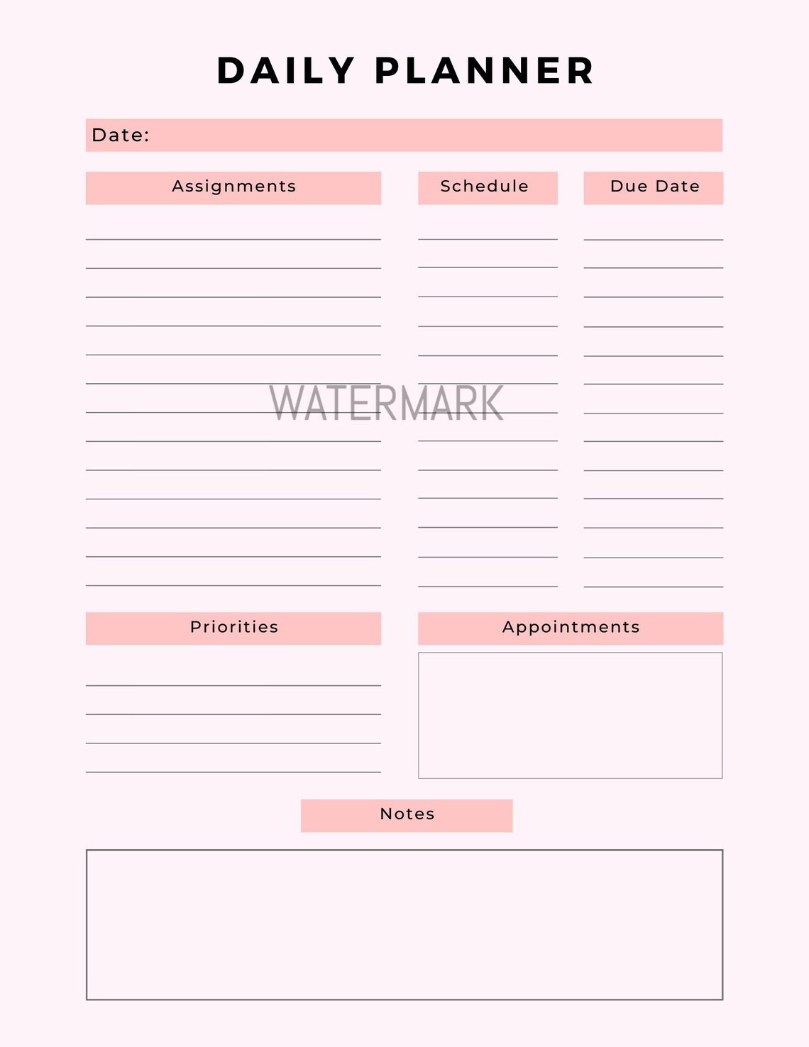 Student Daily Planner and Assignment Organizer Printable, Instant ...