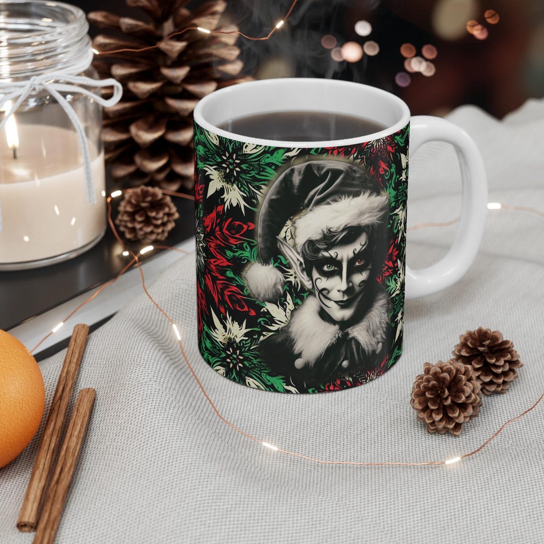 Evil Gothic Elf Santas Little Helper Mug Shadowy Toymaker Design With ...