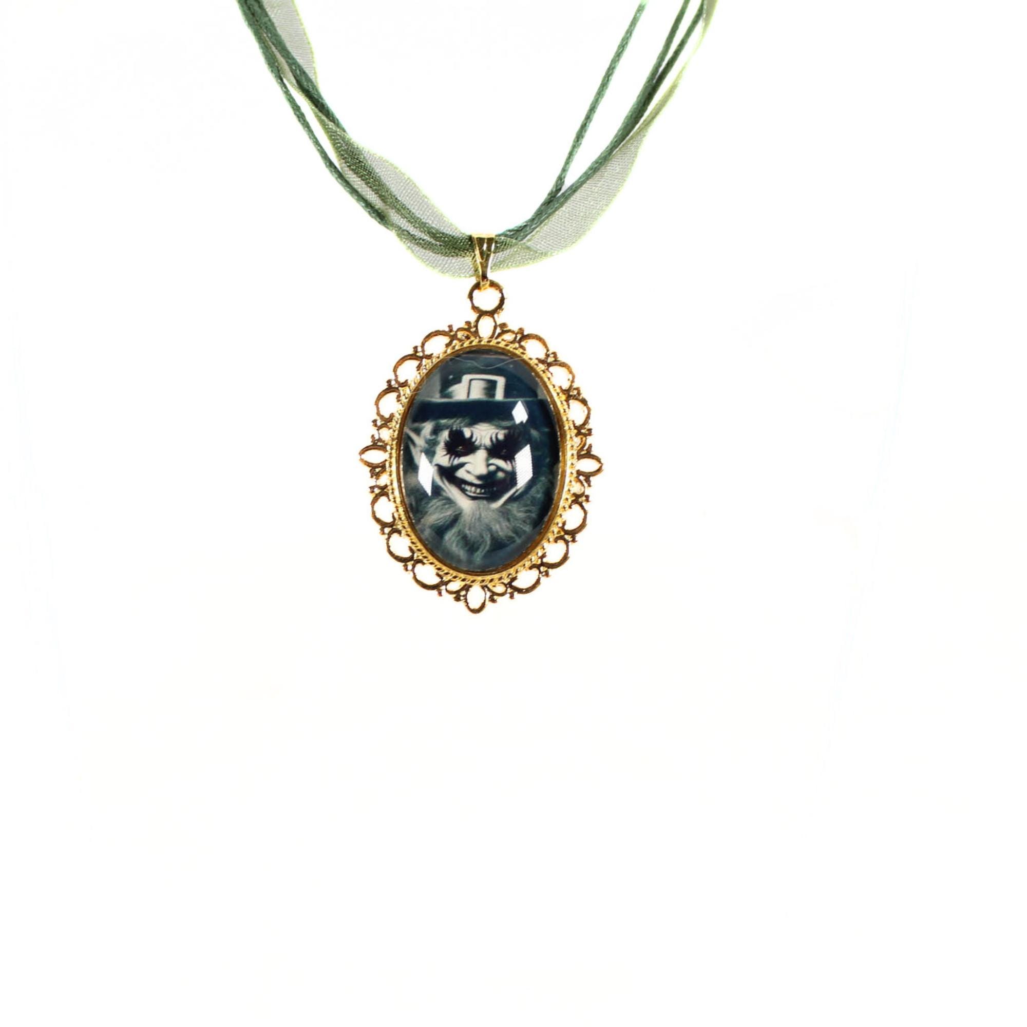 Gothic Victorian "the Cursed Clover: Gothic Leprechaun" Cameo Necklace ...