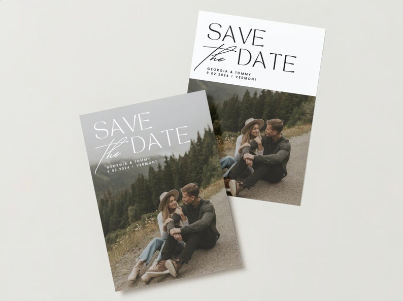 Minimalist Save the Date Template, Photo Save the Date Invite, Simple ...