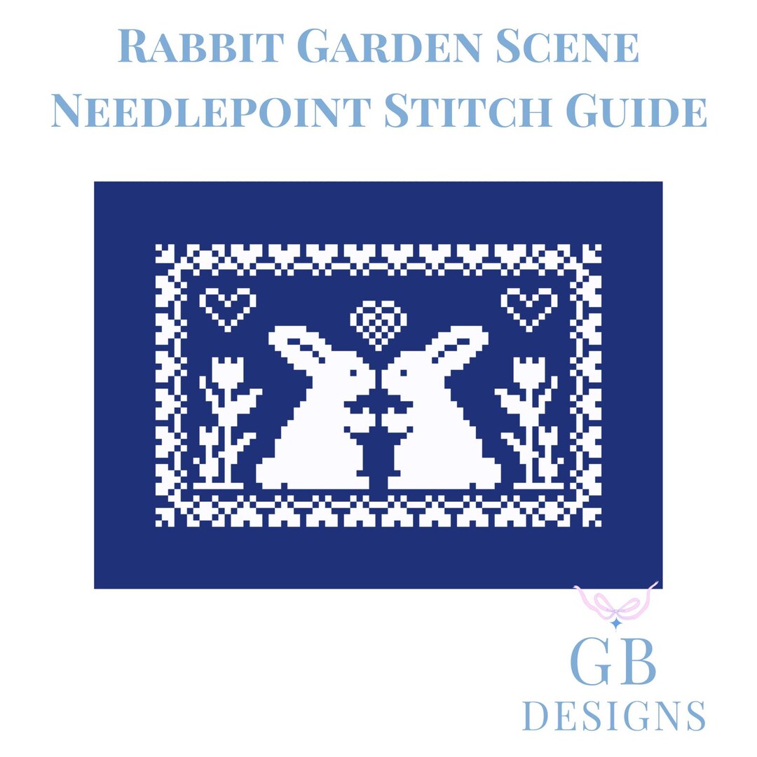 Rabbit Garden Scene Needlepoint Stitch Chart - Etsy