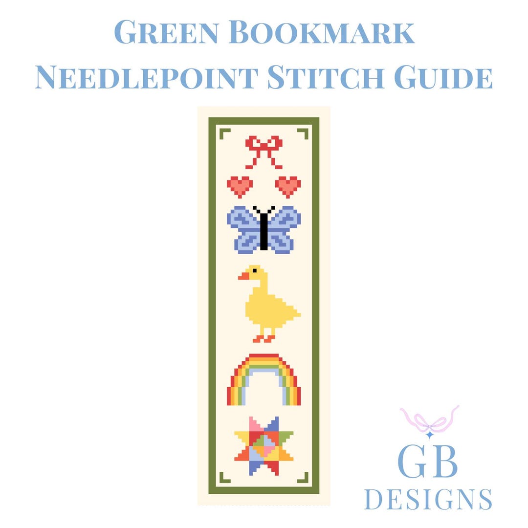 Green Bookmark Needlepoint Stitch Guide - Etsy