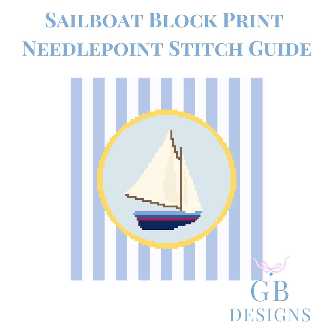 Sailboat With Stripes Needlepoint Stitch Chart - Etsy