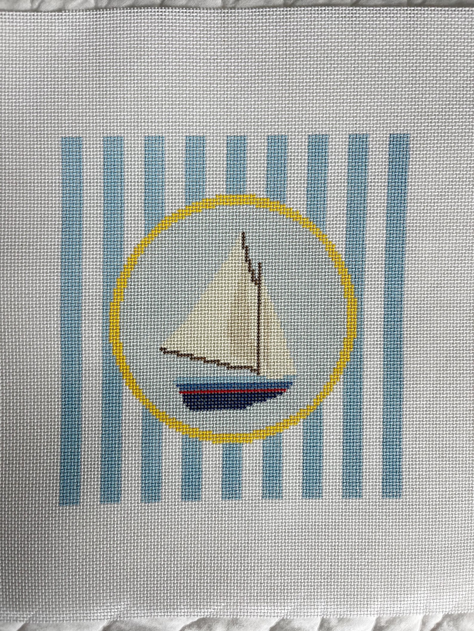 Sailboat Coastal Striped Needlepoint Canvas - Etsy
