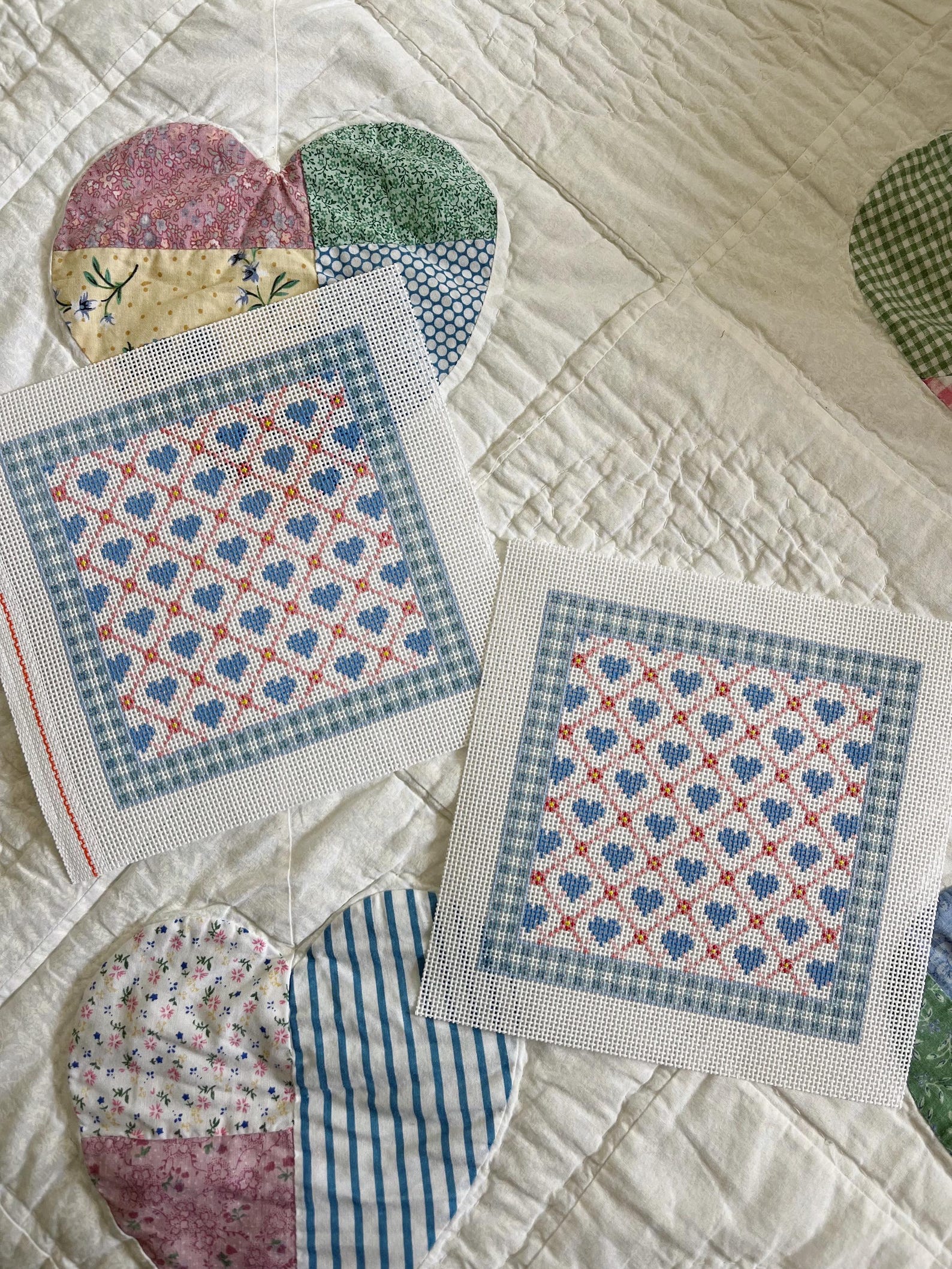 Quilted Heart Block Print Needlepoint Canvas - Etsy